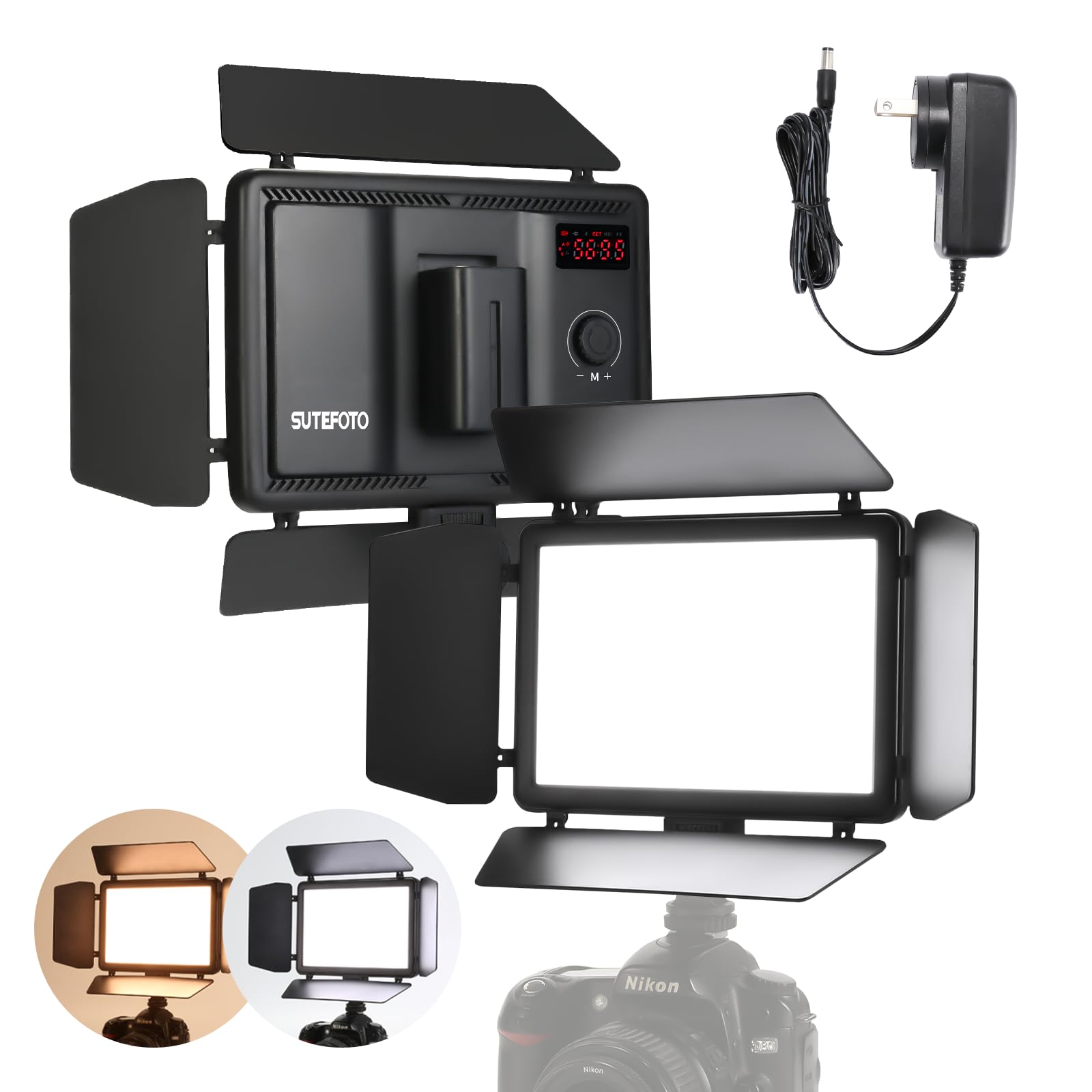 Sutefoto T18 LED Video Light, Indoor & Outdoor 2000 Lumens Panel Light for Photography, IP65 Waterproof & Drop Protection, CRI 96+ Color Temperature Dimmable 3200K-5600K Bi-Color Camera Light