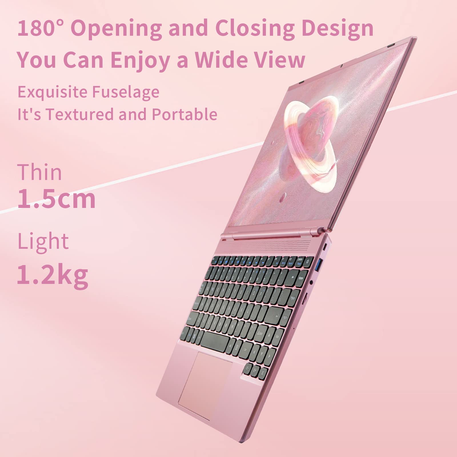 SERYUB 14 Inch Pink Laptop,8GB RAM 512GB SSD Windows 11 Laptops,1920x1200 Pixels,Intel Celeron J4105 Notebook PC (up to 2.5ghz),Dual Wi-Fi, 2xUSB 3.0,Type-C,Full Size Keyboard Computer
