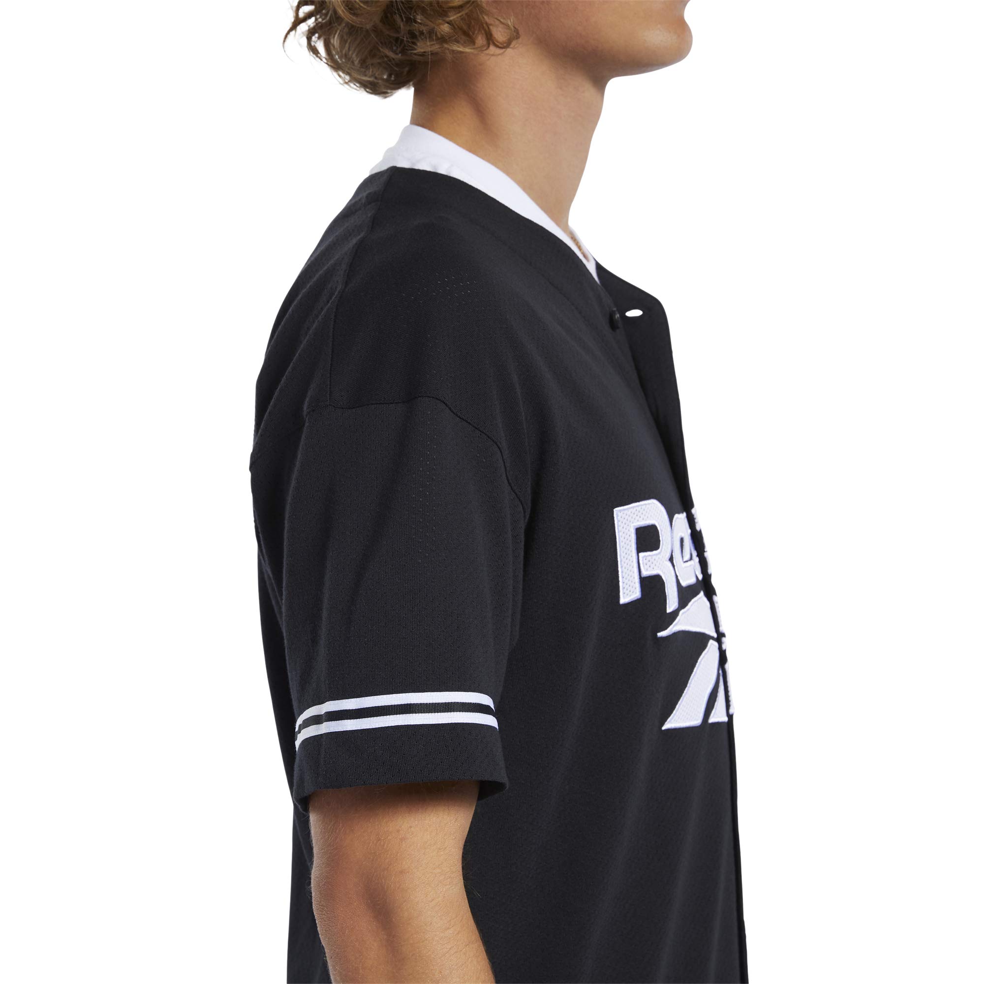 Reebok Classic Baseball Jersey Shirt, Black, XS