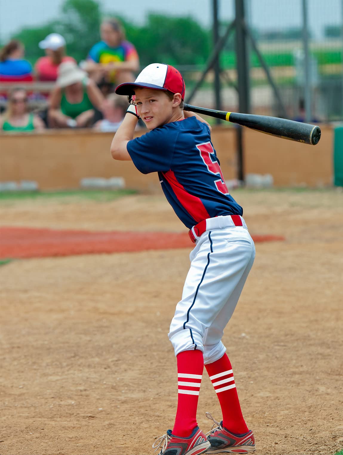 Youper Youth Striped Baseball Socks & Belt Combo (2 Pairs of Socks & 1 Belt) (Black, Medium)