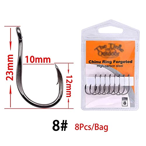 WRLRUILIAN Fishing Accessories High Carbon Steel Fish Hook Forged Straw Hook Bait Squid Bulk Blue Fish Fish Hook Fishing Tools (Color : 8#)
