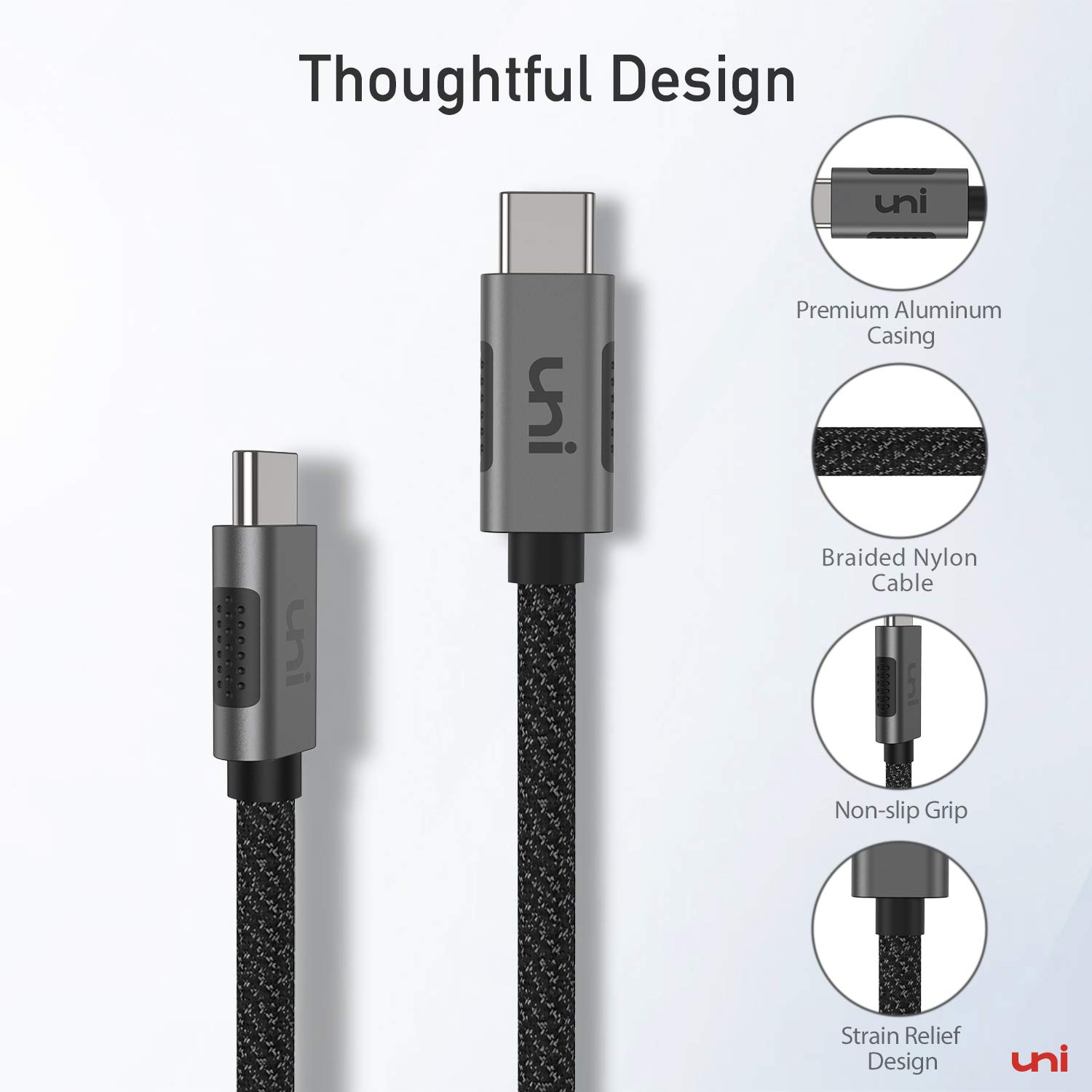 USB C to USB C 60W Cable 10ft, uni Type C to Type C Fast Charging Cable (Braided Nylon) Compatible with iPad Pro 2020, MacBook Air/Pro 2020, Samsung Galaxy S21/S20 Ultra, Nintendo Switch and More