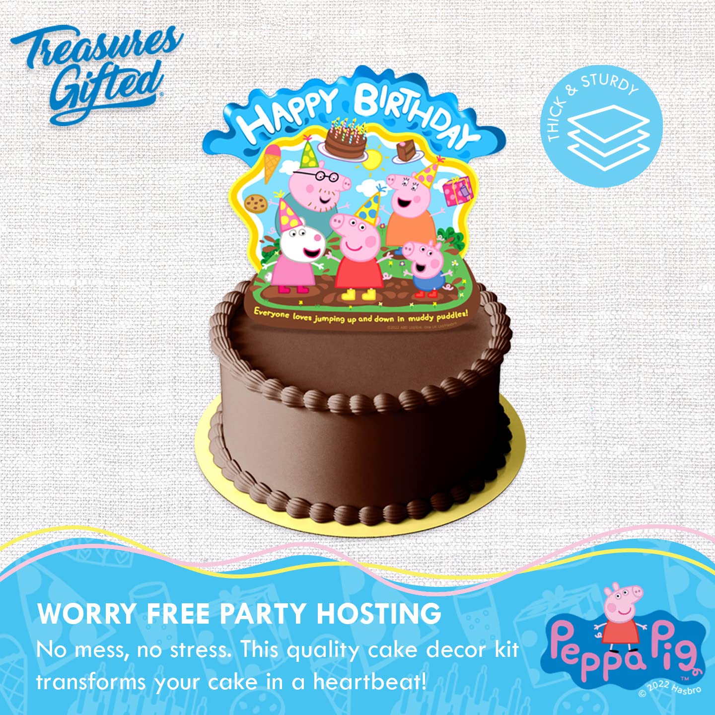 Treasures Gifted Officially Licensed Peppa Pig Cake Topper - Peppa Pig Cake Decorations - Peppa Pig Dessert Topper - Peppa Pig Cake Picks - Peppa Pig Birthday Party Supplies