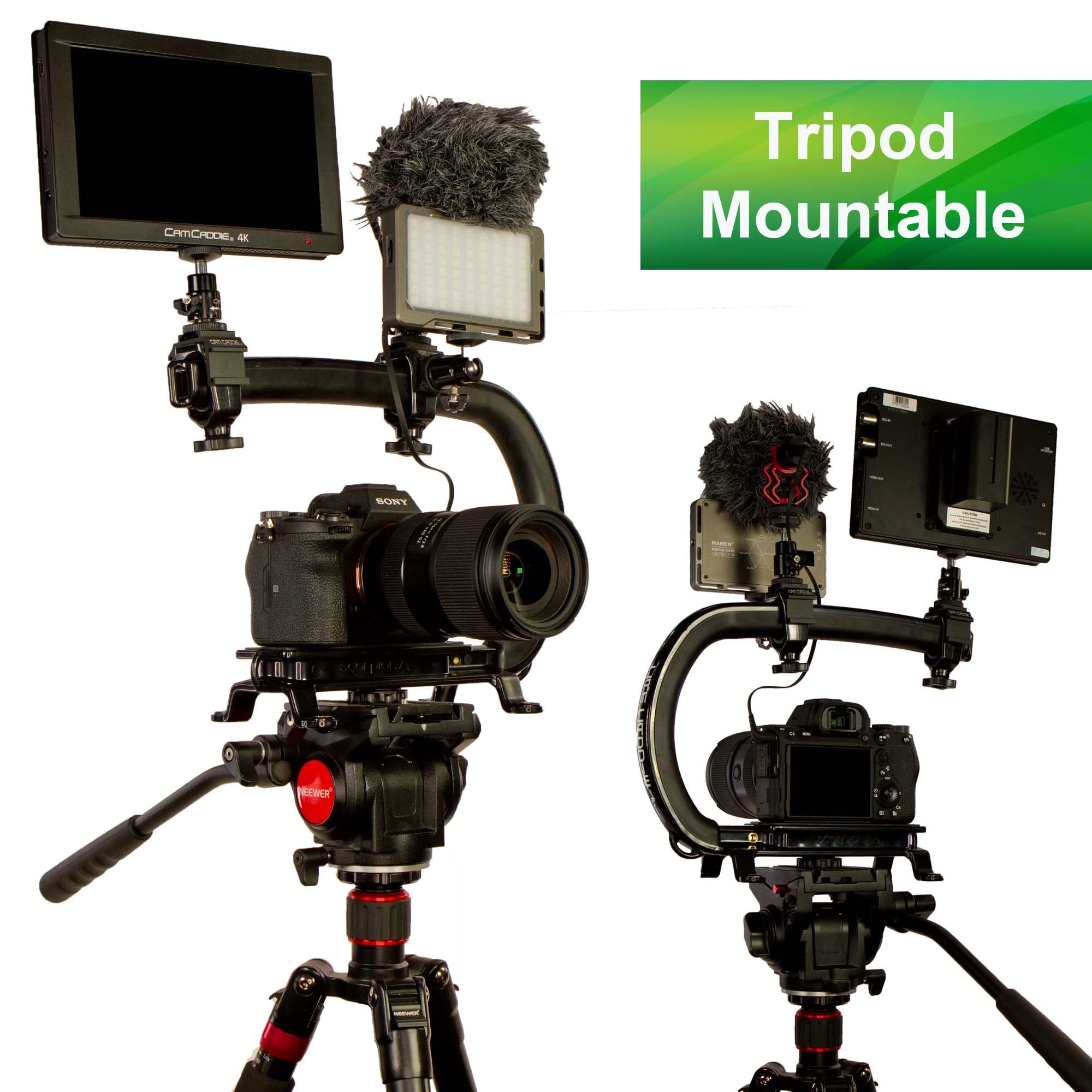 Scorpion EX Video Action Stabilizing Rig Handle Grip Handheld Stabilizer with Hot-Shoe Mount for Canon Nikon Sony Panasonic DSLR & Mirrorless Camera Camcorder (TRIPLE COLD SHOE JR-RD)