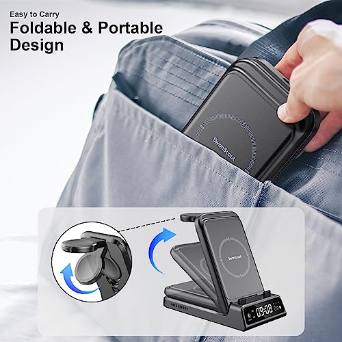 SwanScout Wireless Charger for Google Pixel Watch 1 Only, SwanScout 703G, 3 in 1 Wireless Charging Station Stand for Google Pixel 8 Pro/8a/8/Fold/Pixel 7/7A/7 Pro/6/6 Pro/5/4/3/XL, Pixel Buds Pro