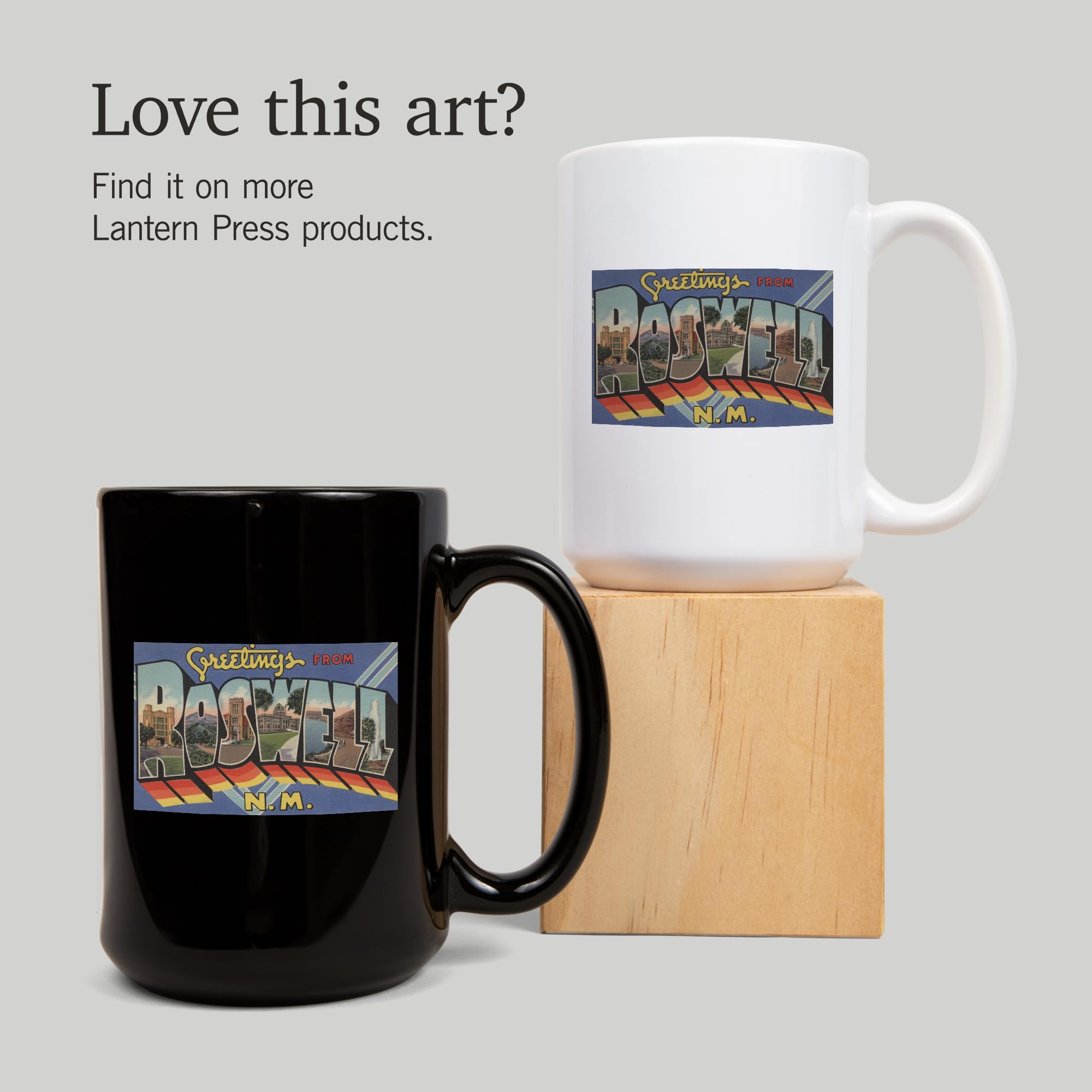 Roswell, New Mexico, Large Letter Scenes (15oz White Ceramic Coffee and Tea Mug, Dishwasher and Microwave Safe)