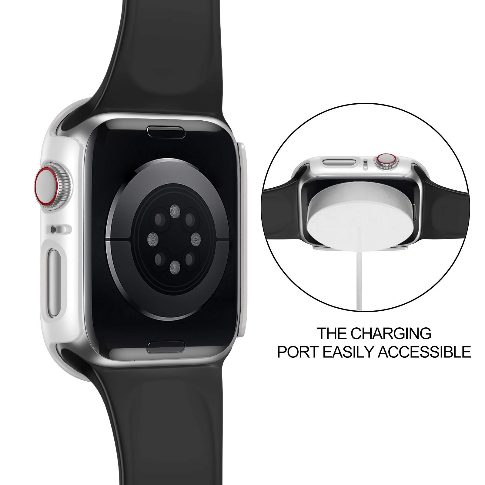 VASG 5-Pack Compatible with Apple Watch Case 44mm, Built-in HD Clear Ultra-Thin Screen Protector Cover Hard PC Case Compatible with Apple Watch Series 4/5/ 6/SE