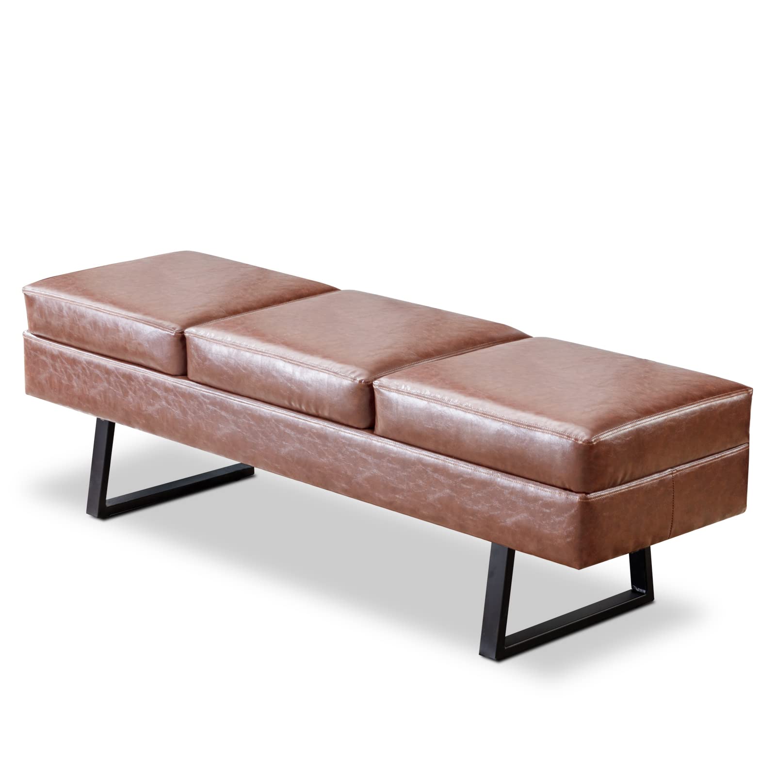 TTGIEET Waiting Room Chairs Office Guest Reception Bench, Faux Leather Lobby Chairs Salon Furniture Conference Room Chairs for Beauty Barber Barbershop (Brown)