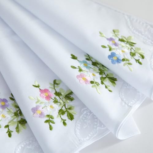 RDS HANKYTEX Cotton Embroidery Ladies' Handkerchiefs Lace Set of 6