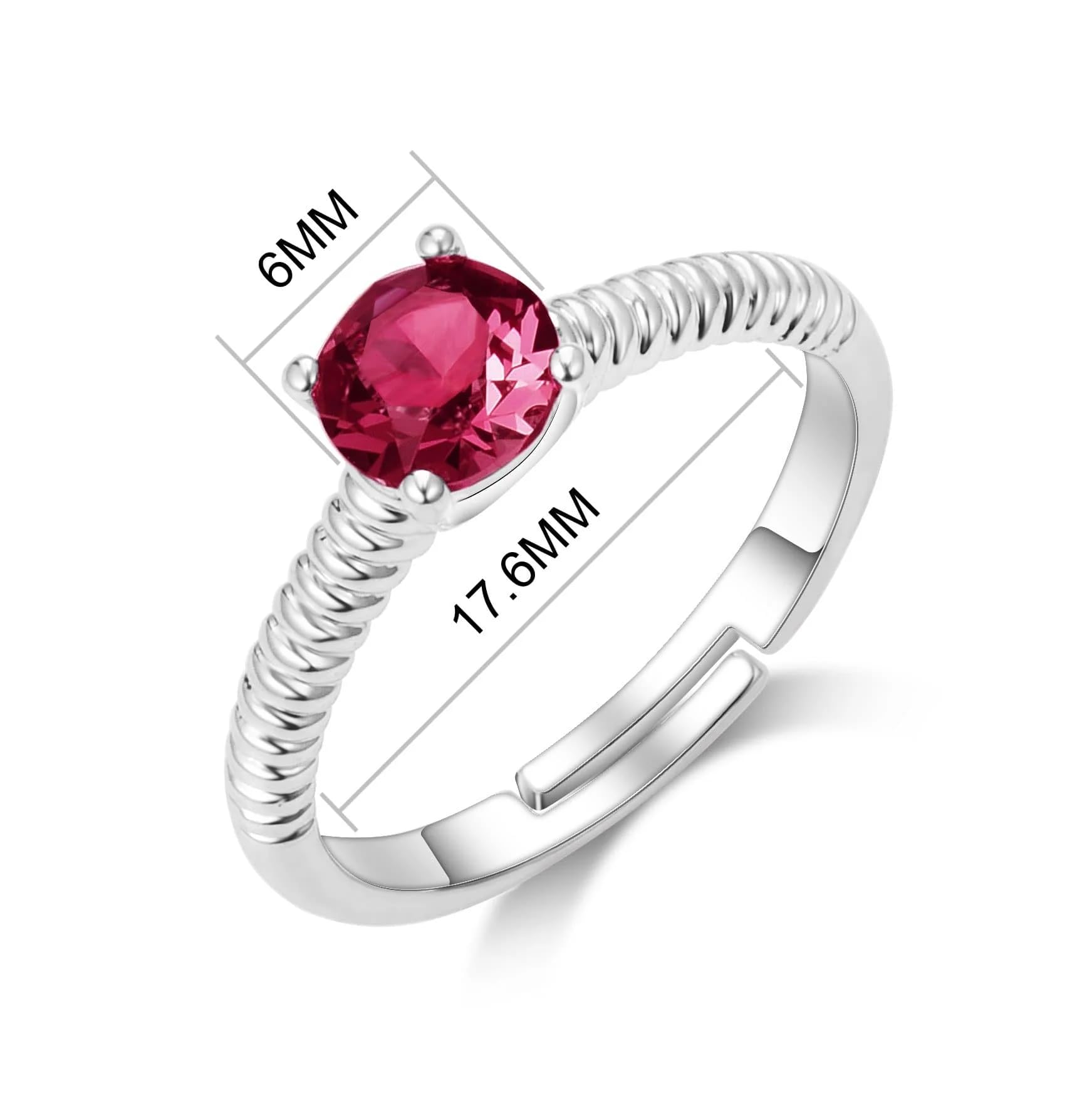 Philip Jones January (Garnet) Adjustable Birthstone Ring Created with Zircondia® Crystals