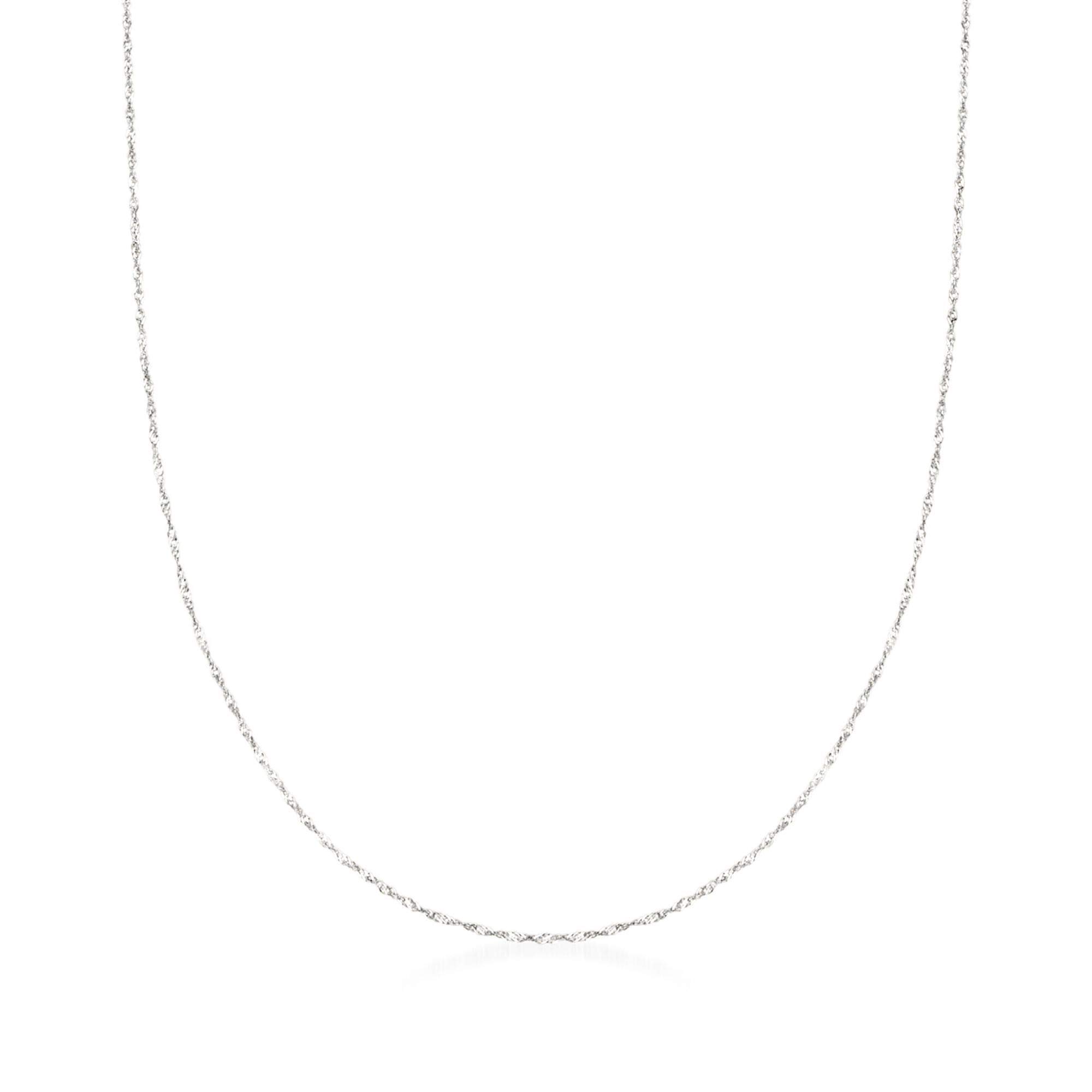 Ross-Simons Italian White Gold .8mm Adjustable Singapore Chain Necklace for Women