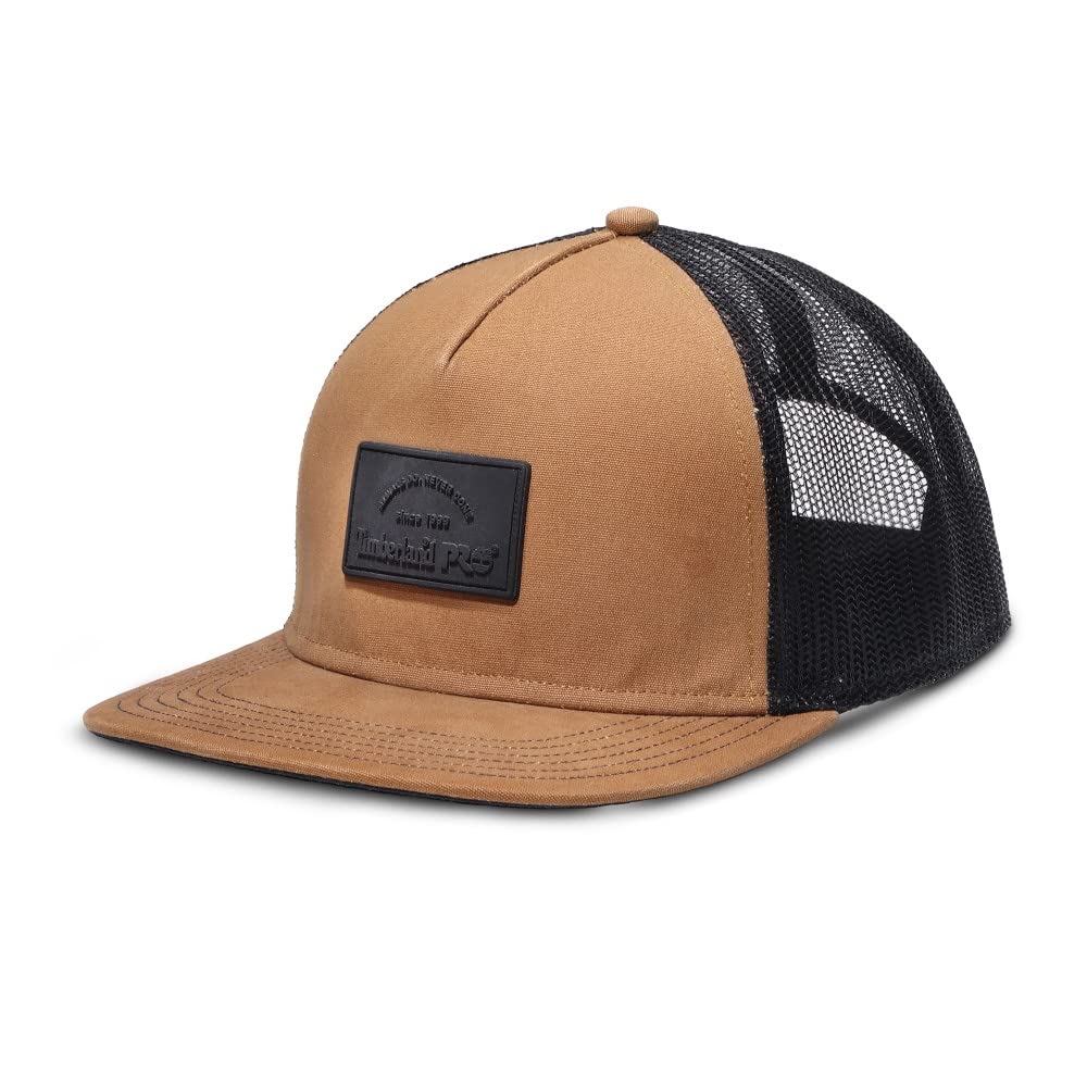 Timberland Standard A.D.N.D Logo Mid Profile unisex-adult unisex-adult Trucker Cap, Dark Wheat-Jet Black, OS