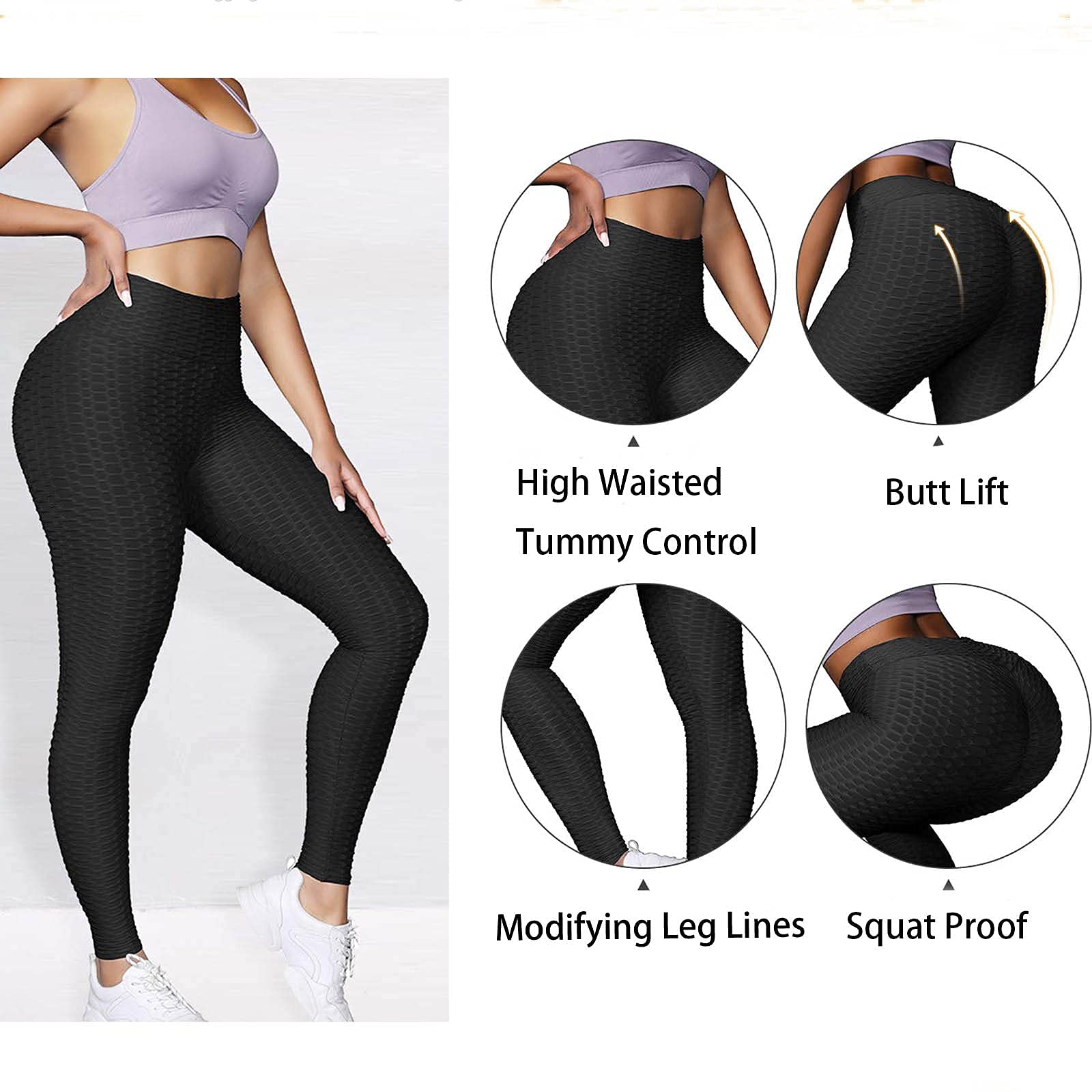 TIK Tok Leggings for Women - Butt Lifting Yoga Pants Peach Lift High Waisted,Workout Tummy Control Tights
