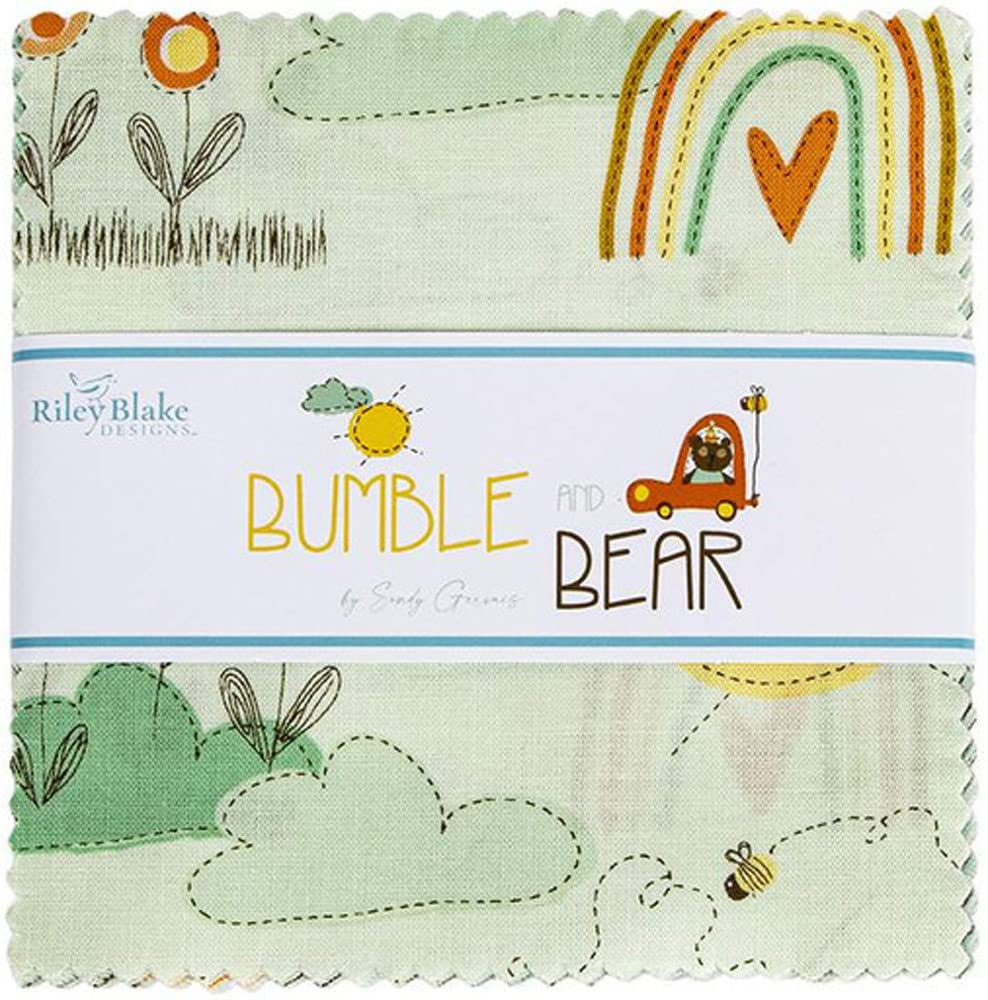 Sandy Gervais Bumble and Bear 5" Stacker 42 5-inch Squares Charm Pack Riley Blake Designs 5-12670-42