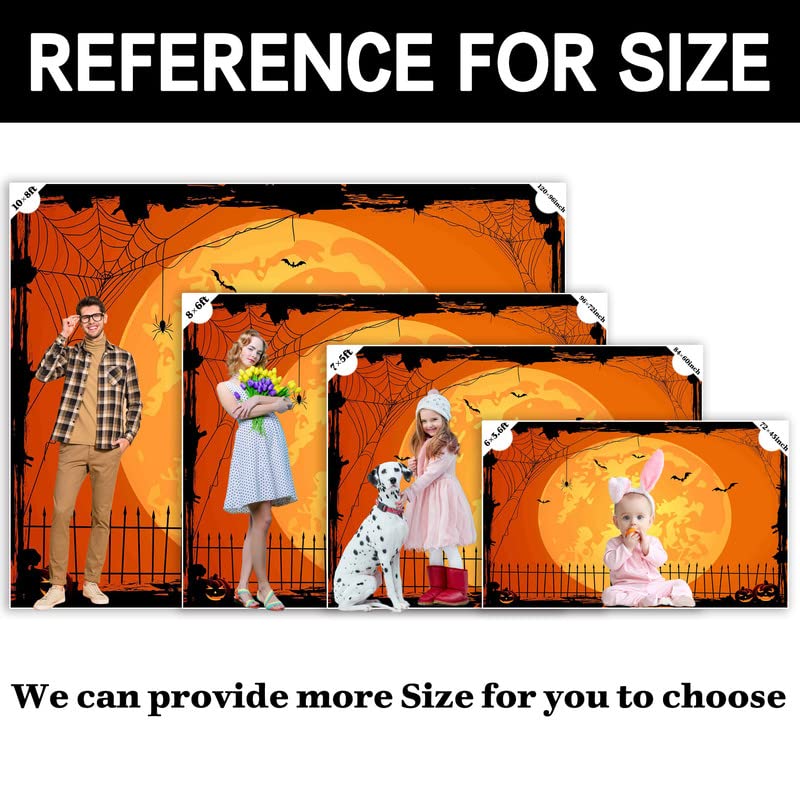 Swepuck 7x5ft Orange Halloween Photo Backdrop for Parties Large Pumpkin Patch Moon Picture Photography Background Kids Witch Haunted House Decorations Banner
