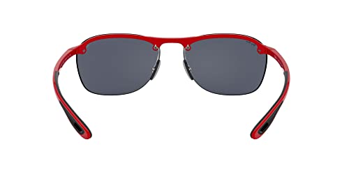 Ray-Ban RB4302M Scuderia Ferrari Collection Square Sunglasses, Red/Dark Grey, 62 mm