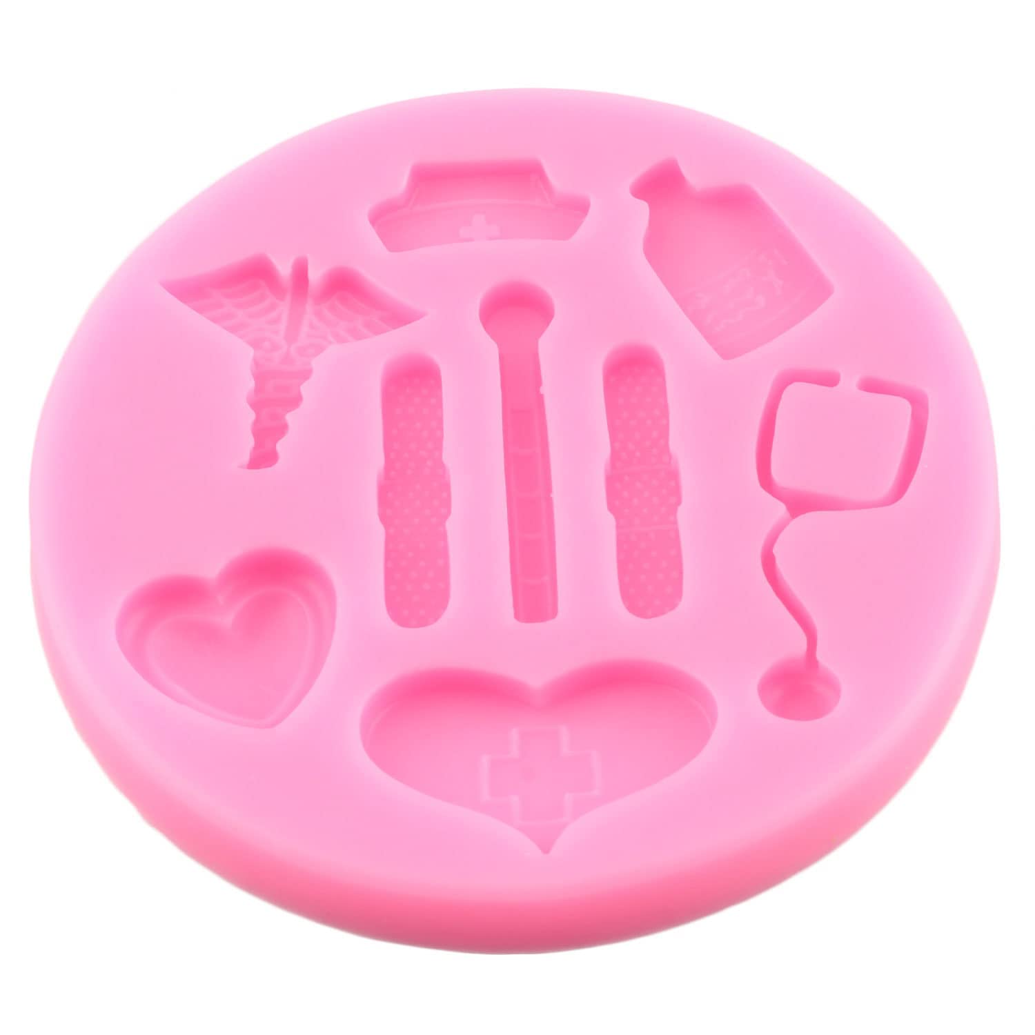 ZiXiang Medical Apparatus Tablet Silicone Molds Stethoscope Nurse Hat Fondant Molds For Cupcake Cake Topper Decoration Chocolate Candy Polymer Clay Gum Paste Set Of 3