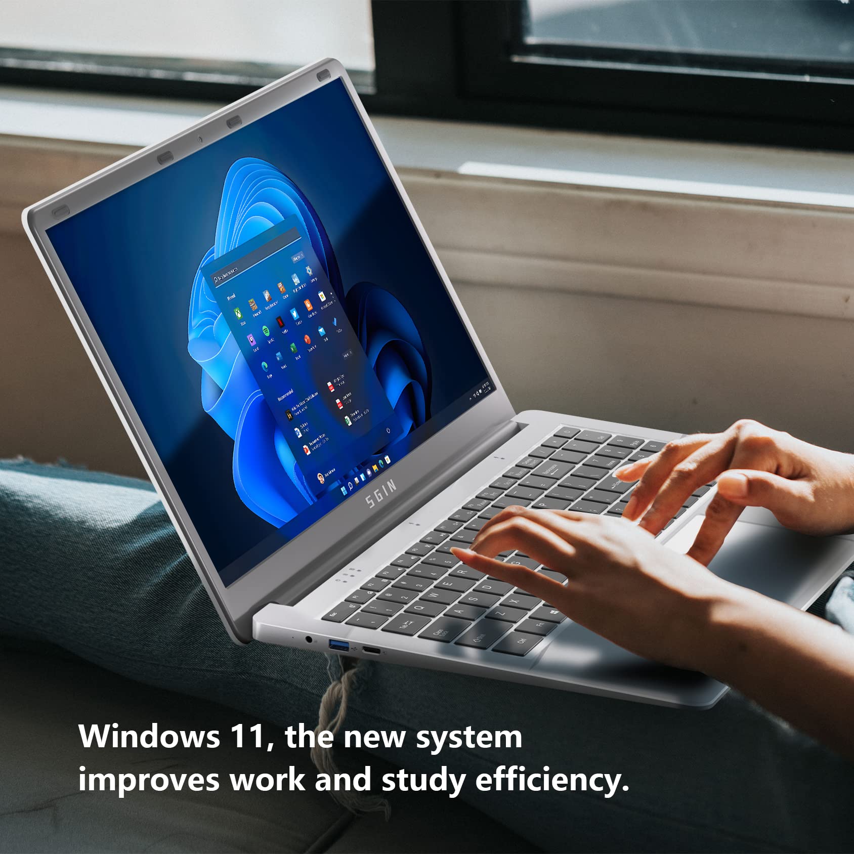 SGIN 15.6 Inch Display 4GB DDR4 RAM+128GB SSD Laptop, Laptops with Intel Celeron Quad Core Processor, Intel UHD Graphics 600, Mini HDMI, Webcam, WiFi, Bluetooth 4.2, USB3.0