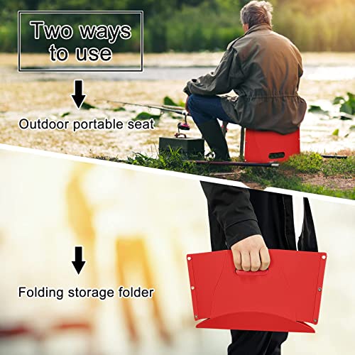 WTTORDE Camping Stool, Portable Folding Camping Stool for Camping Hiking Gardening, Small Camping Seat Sturdy Stool for Fishing and Beach, It Can Also be Used to Store Your Small Objects (Red)