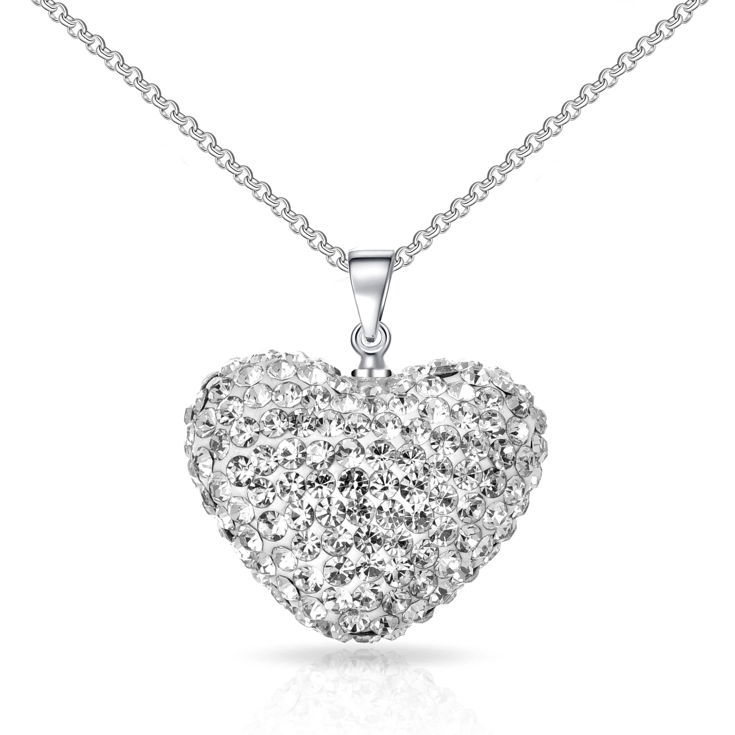 Philip Jones Pave Crystal Heart Necklace