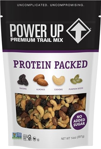 Power Up Premium Trail Mix - Protein Packed 14oz, No Added Sugar, Made Without Peanuts, Gluten Free, Vegan, Non-GMO