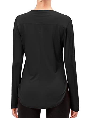 Women's Compression Shirts Long Sleeve UPF 50+ Workout Shirt Athletic Cool Dry Gym Running T Shirt Tops Black