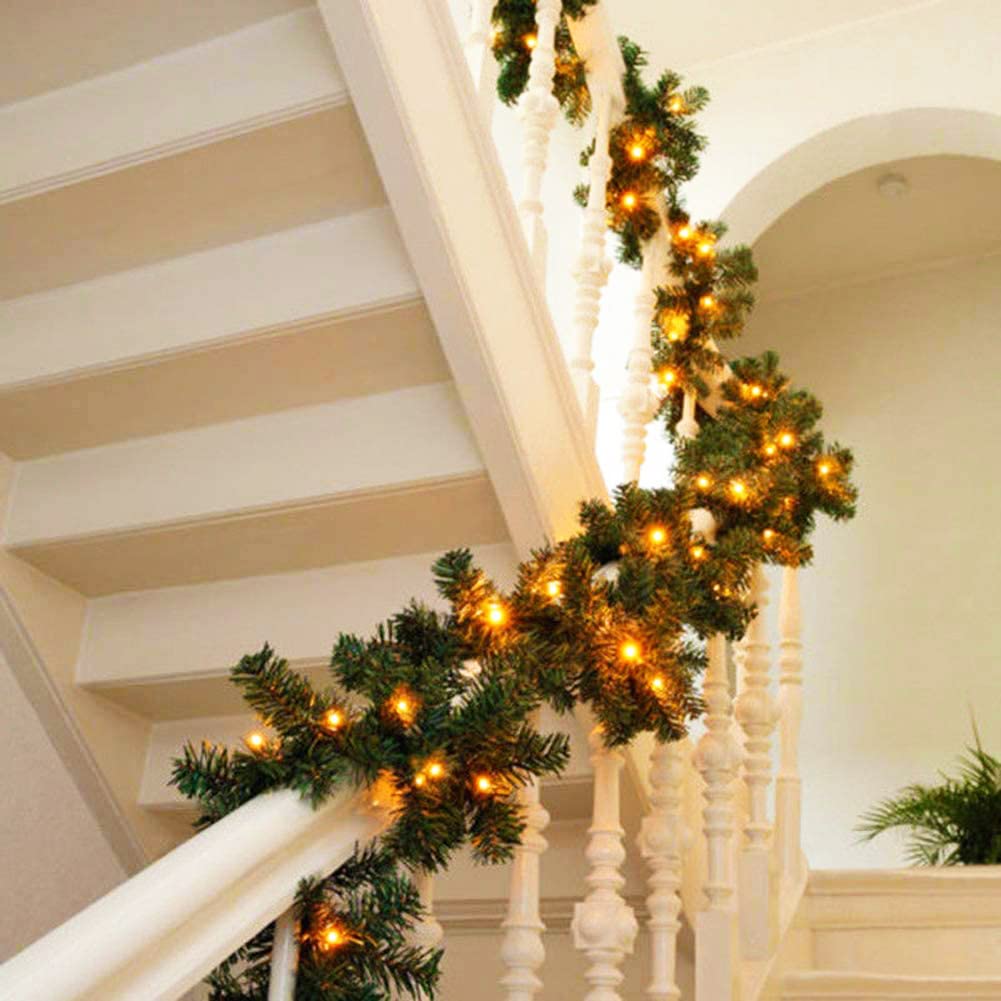 Roveinsia 9 Feet Christmas Garland 220 Branches Xmas Artificial Decorations for Doors Stairs Fireplace