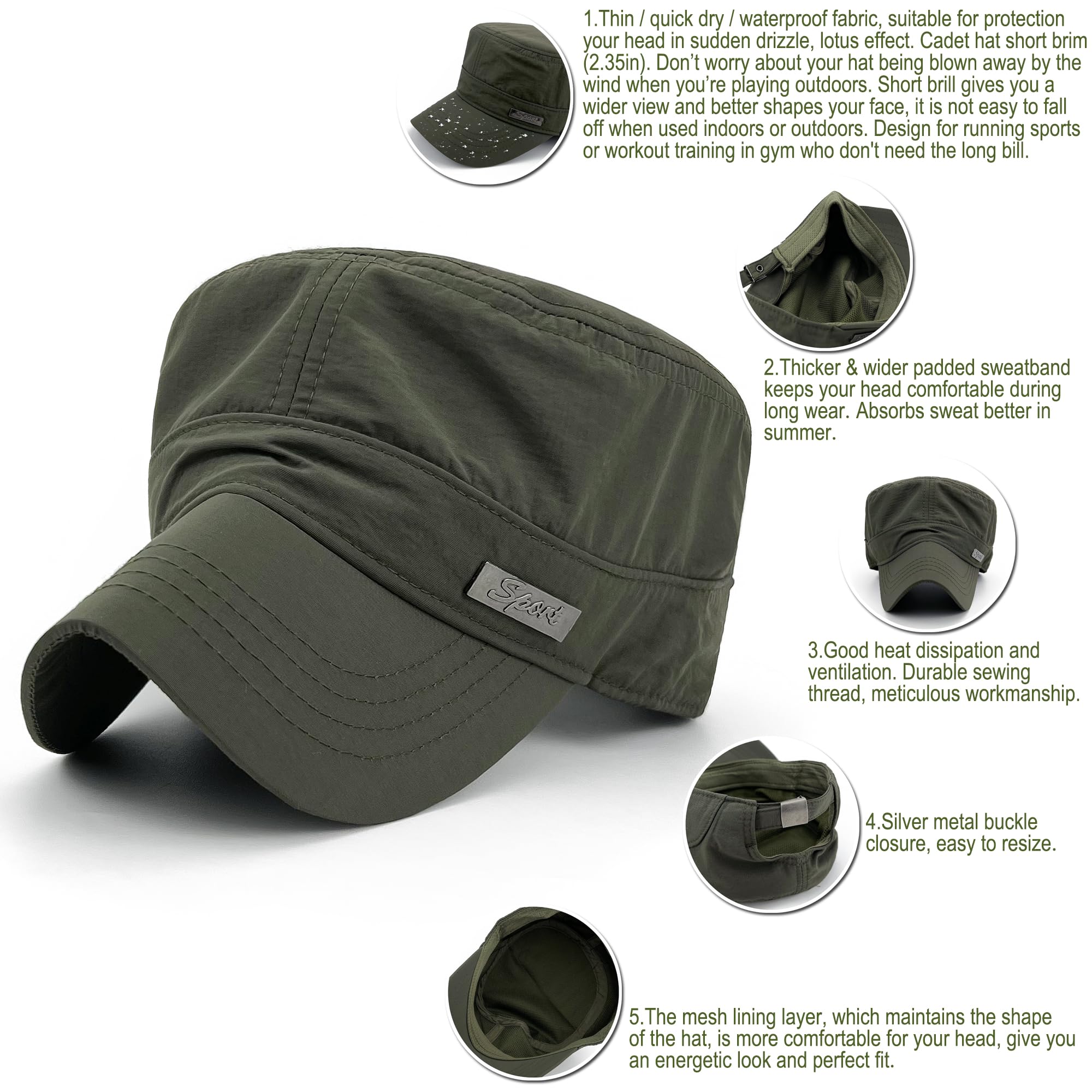 Rayna Fashion Waterproof Hats for Men Rain Waterproof Hats for Women Olive Green