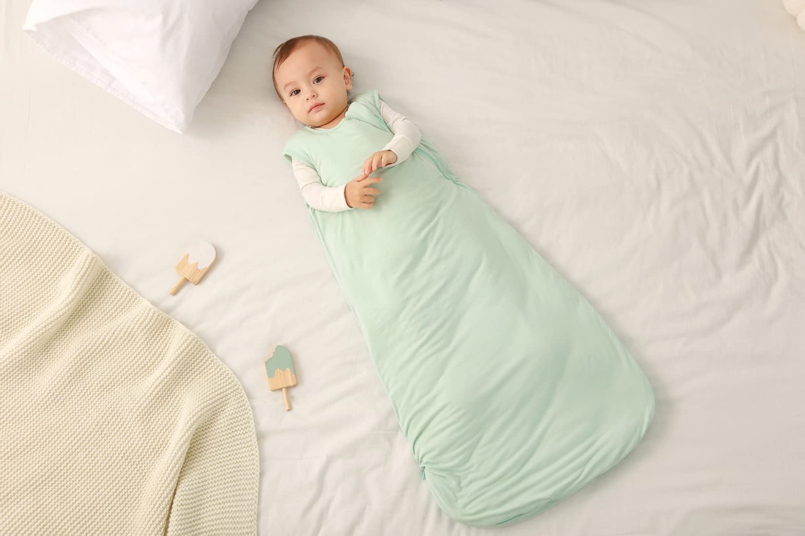 Unisex Baby Viscose from Bamboo Sleep Sack Sleeping Bag Infant Boys Girls Wearable Blankets, 2.5 TOG(Dusty Blue, 6-18M)