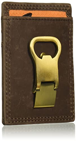 Timberland PRO Men's Leather Front Pocket Wallet with Money Clip Accessory, Dark Brown, One Size