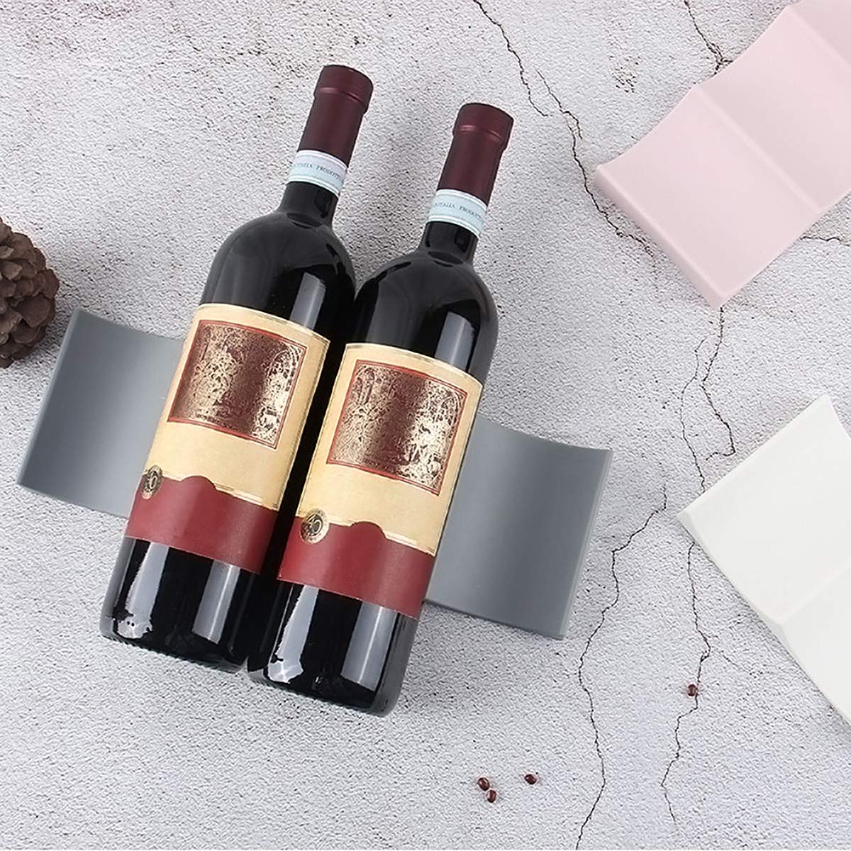 Yardwe European Style Wine Rack Plastic Wine Bottle Display Stacking Mat Can Easy Stacker Kitchen Cabinet Fridge Storage Rack (Dark Grey)