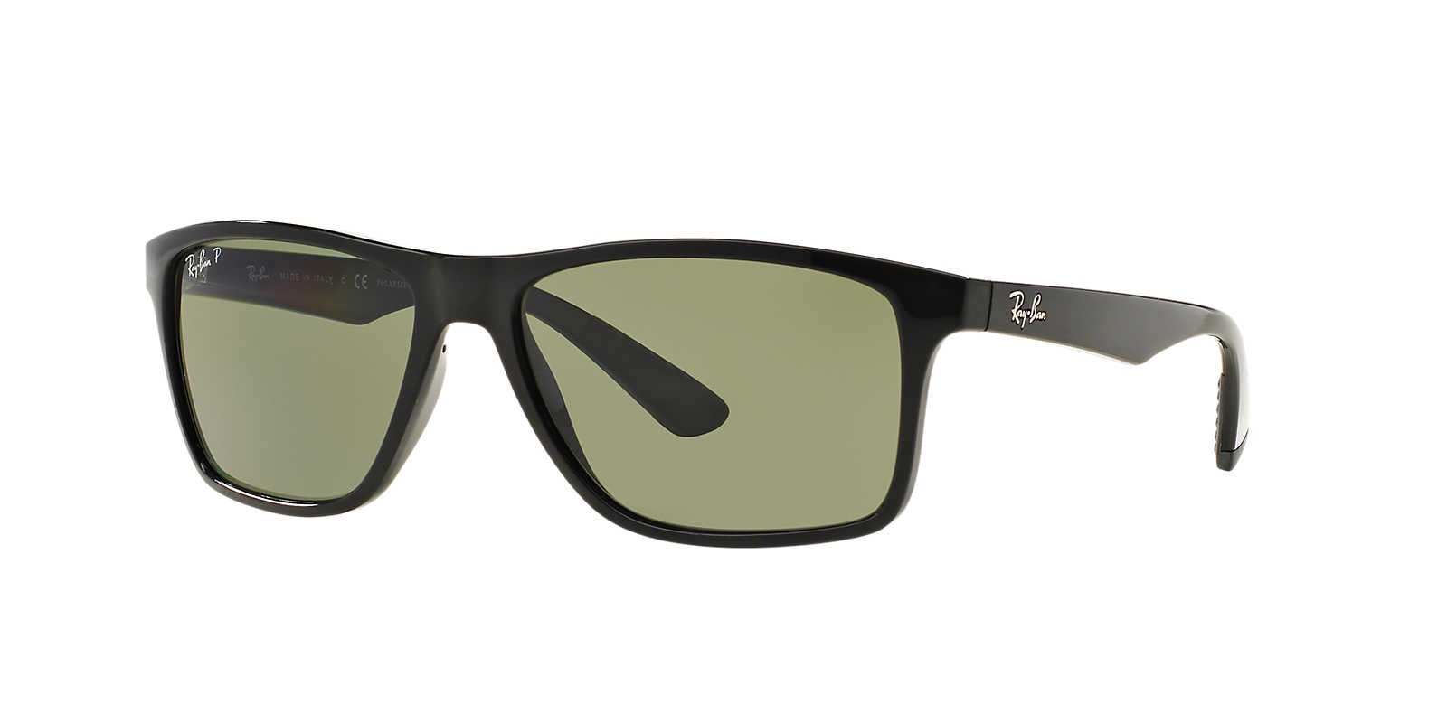 Ray-Ban Men's RB4234 Rectangular Sunglasses, Black/Polarized Green, 58 mm