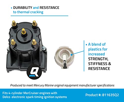Quicksilver 811635Q2 Distributor Cap Kit for Select Marinized 4-Cylinder Engines by General Motors with Delco EST Ignition Systems