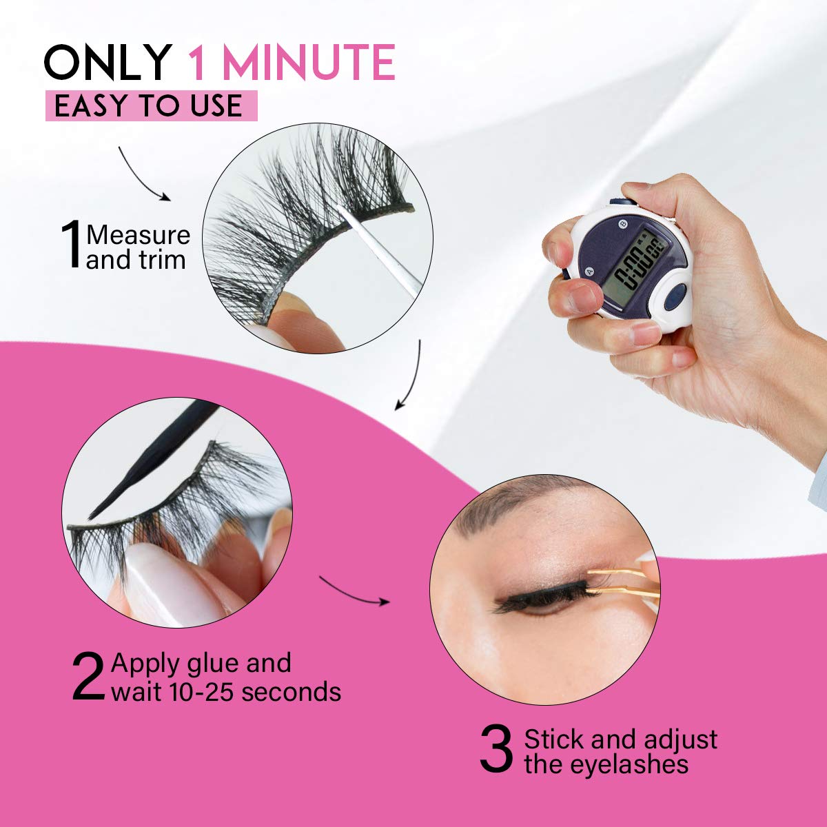 SWINGINGHAIR Mink Eyelashes, 25mm Dramatic Lashes Long Type False Eyelashes 3D Layered Effect Hand Made Strips Reusable 1 pair