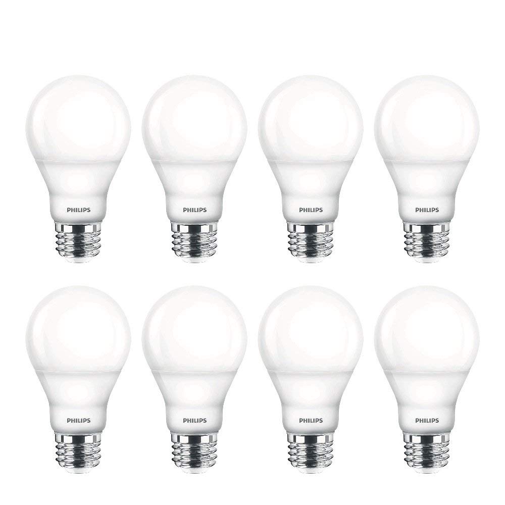 Philips LED Dimmable A19 Soft White Light Bulb with Warm Glow Effect 480-Lumen, 2700-2200-Kelvin, 6-Watt (40-Watt Equivalent), E26 Base, Clear, 4-Pack
