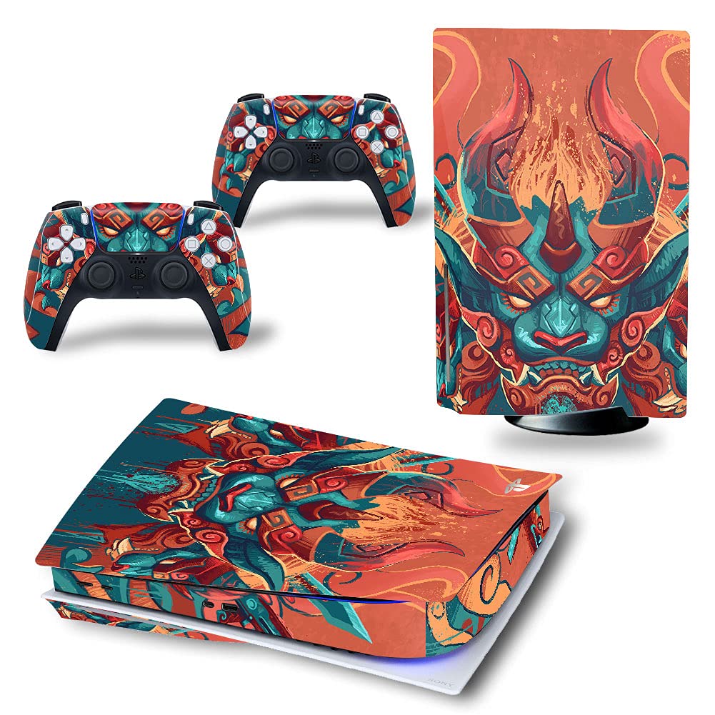 TINFOK PS5 Skin Vinyl Sticker Decal Cover For PlayStation 5 Disc Edition Console and Dualsense Controllers Scratch Resistant Durable Bubble Free - God Beast