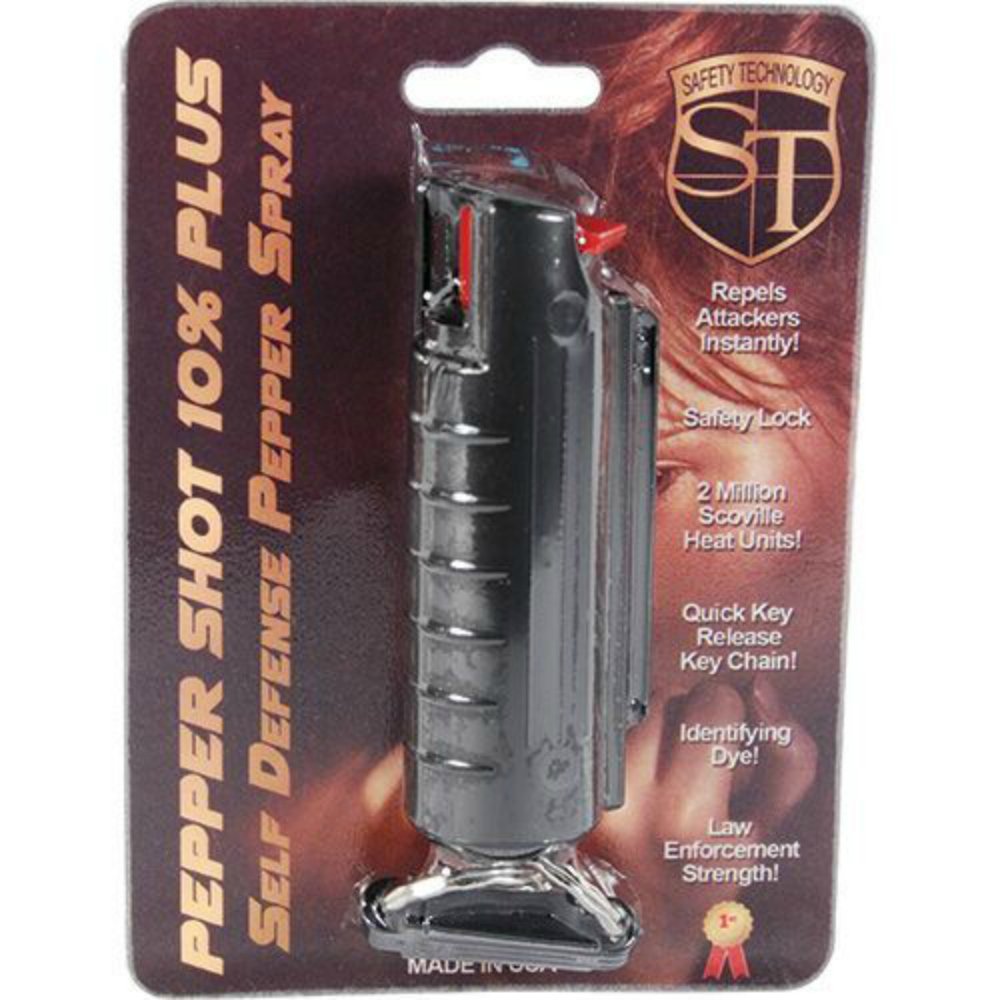 Pepper Shot Pepper Spray Police Strength Compact Case Quick Release Key Ring Lot of 2 (1) Pink (1) Black