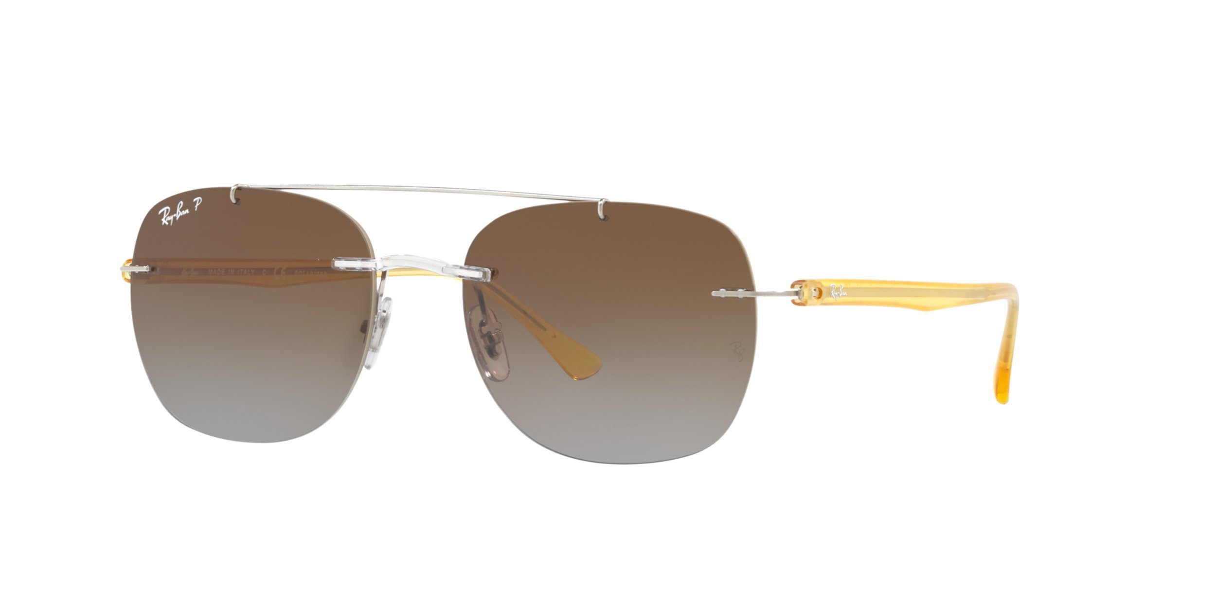 Ray-Ban Men's RB4280 Square Sunglasses, Transparent/Polarized Brown Gradient, 55 mm