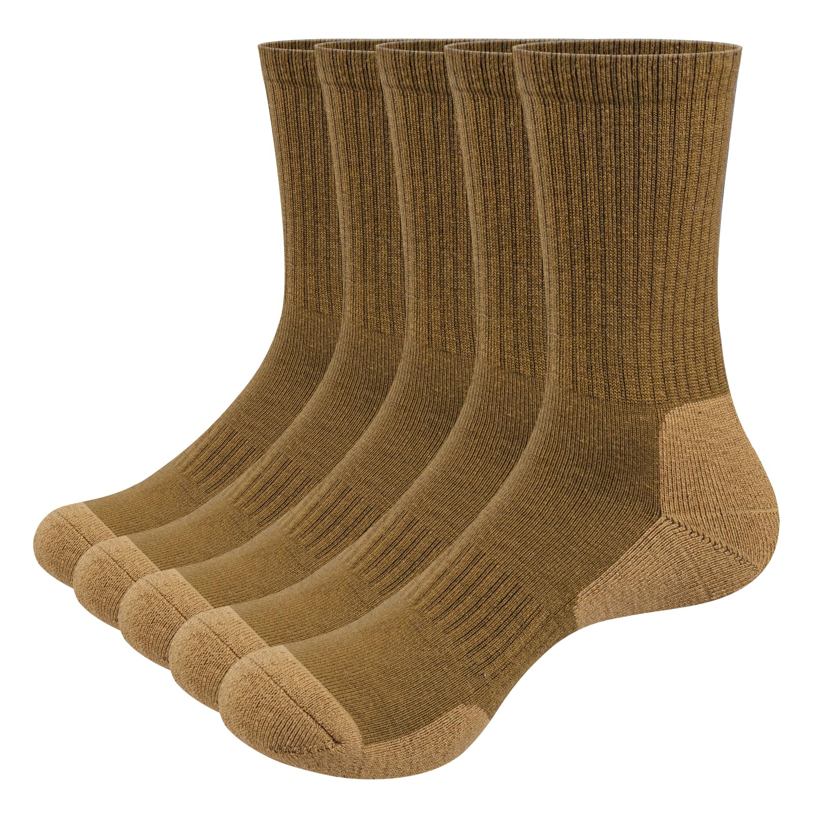 YUEDGE Mens Training Athletic Socks Moisture Wicking Comfort Padded Work Socks Cushioned Crew Socks for Men Size 6-9, 5 Pairs