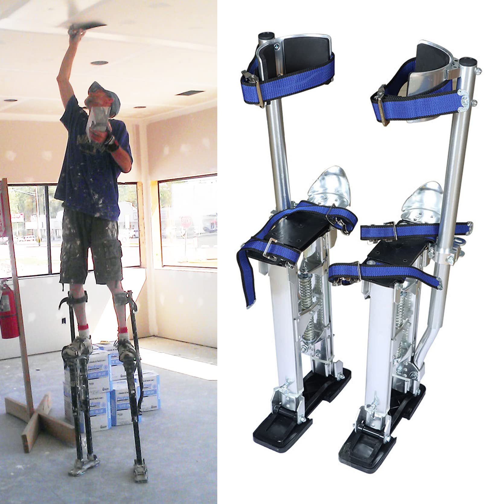 TINVHY 15-23In Adjustable Drywall Stilts for Sheetrock Painting or Cleaning Silver