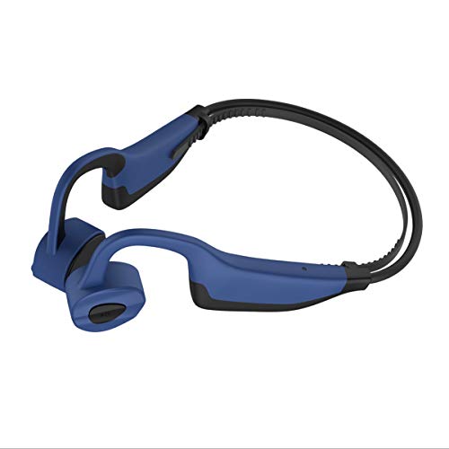 SWMIUSK Waterproof Sweatproof Open-Ear Wireless Bluetooth Bone Conduction Headphones HiFi Stereo with 16GB Independently MP3 Player Support Lossless Music for Gym Running Riding Even Swimming (Blue)