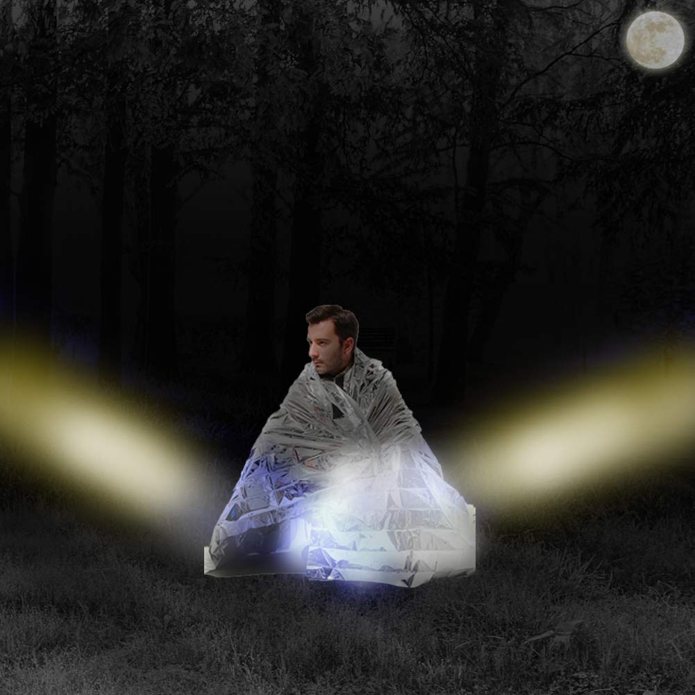 Survival Sleeping Bag,Safe Emergency Mylar Thermal Blankets,After An Accident Use An Emergency Blanket To Cover Your Body To Prevent A Sharp Drop in Body Temperature ,Both sides can be used