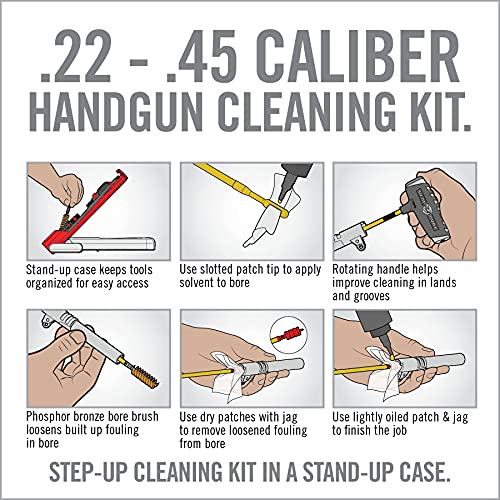Real Avid PRO Handgun Cleaning Kit | Premium Pistol Cleaning Kit with Brass Cleaning Rod, Bore Brushes, Gun Cleaning Jags & Gun Cleaning Patches | For .22 .357 9MM .38 .40 .44 & .45 Caliber Handguns