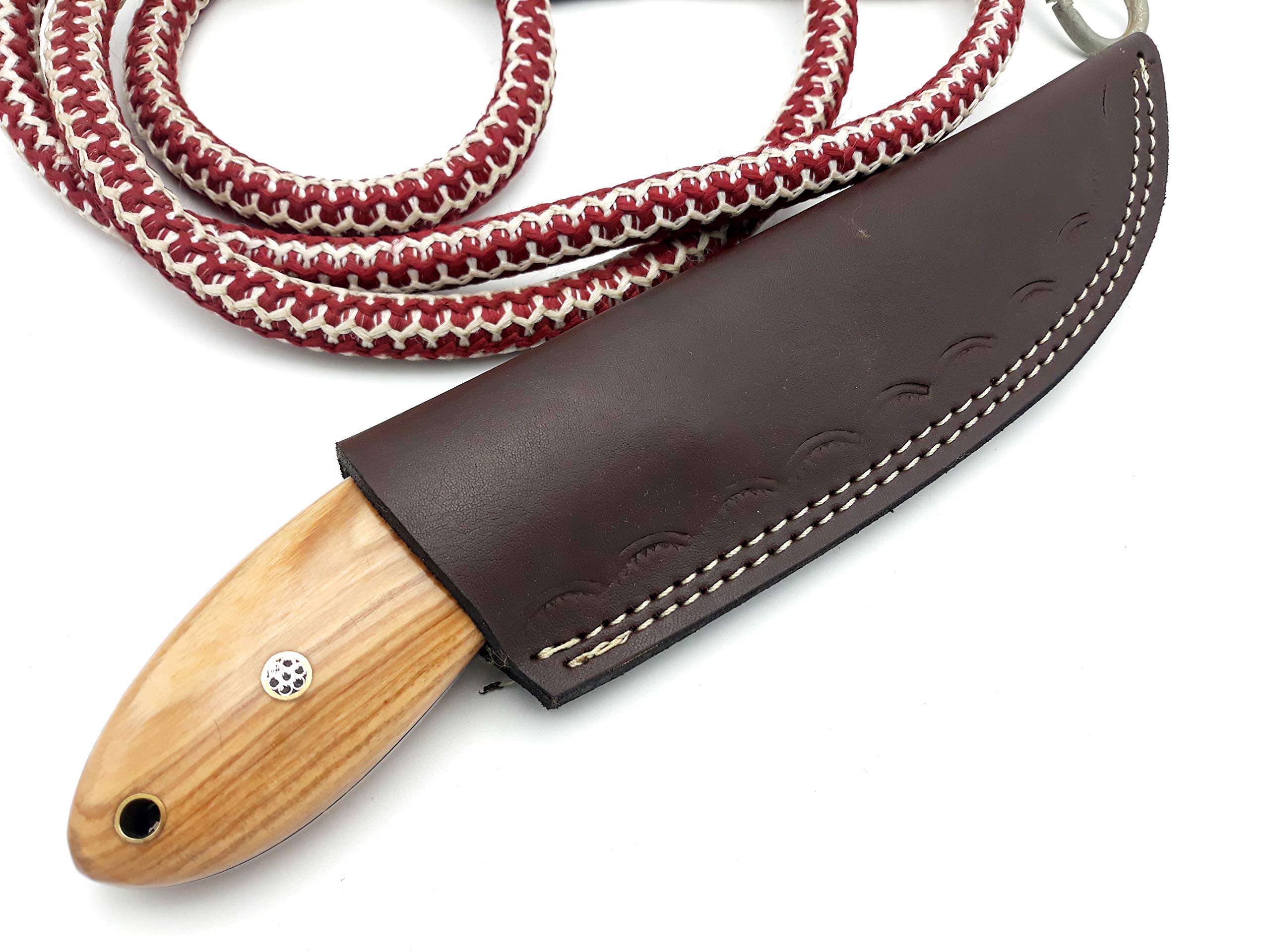 Nooraki REG- 61 Handmade Damascus Hunting knife 8.5 inches Full Tang Stag Head on Blade with Leather Sheath
