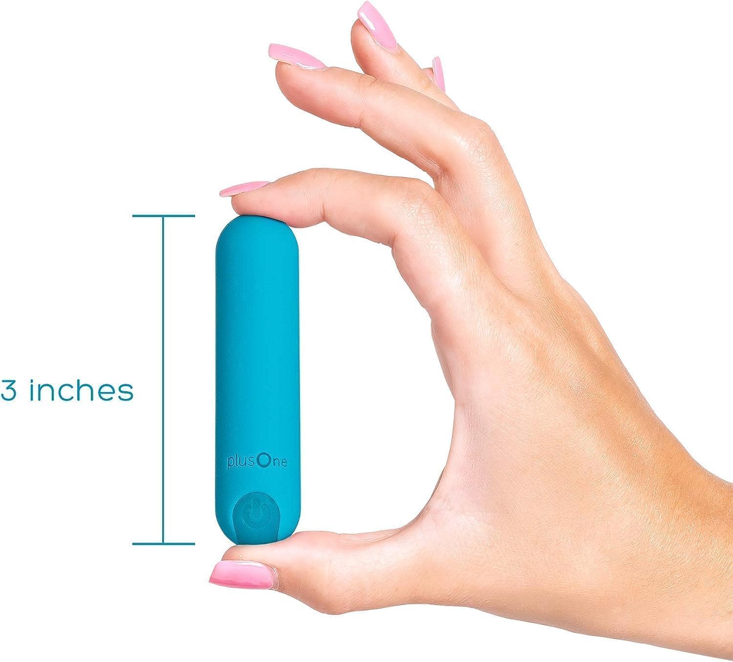plusOne Bullet Vibrator for Women with Finger Sleeve - Mini Vibrator Made of Body-Safe Silicone, Fully Waterproof, USB Rechargeable - Personal Massager with 10 Vibration Settings Teal