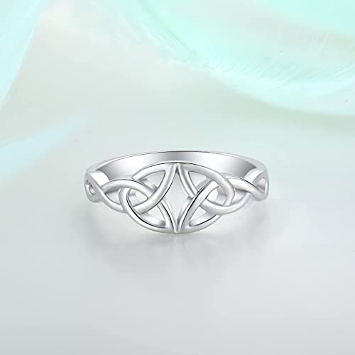 STARCHENIE Celtic Knot Ring for Women 925 Sterling Silver High Polished Eternity Ring Size 8