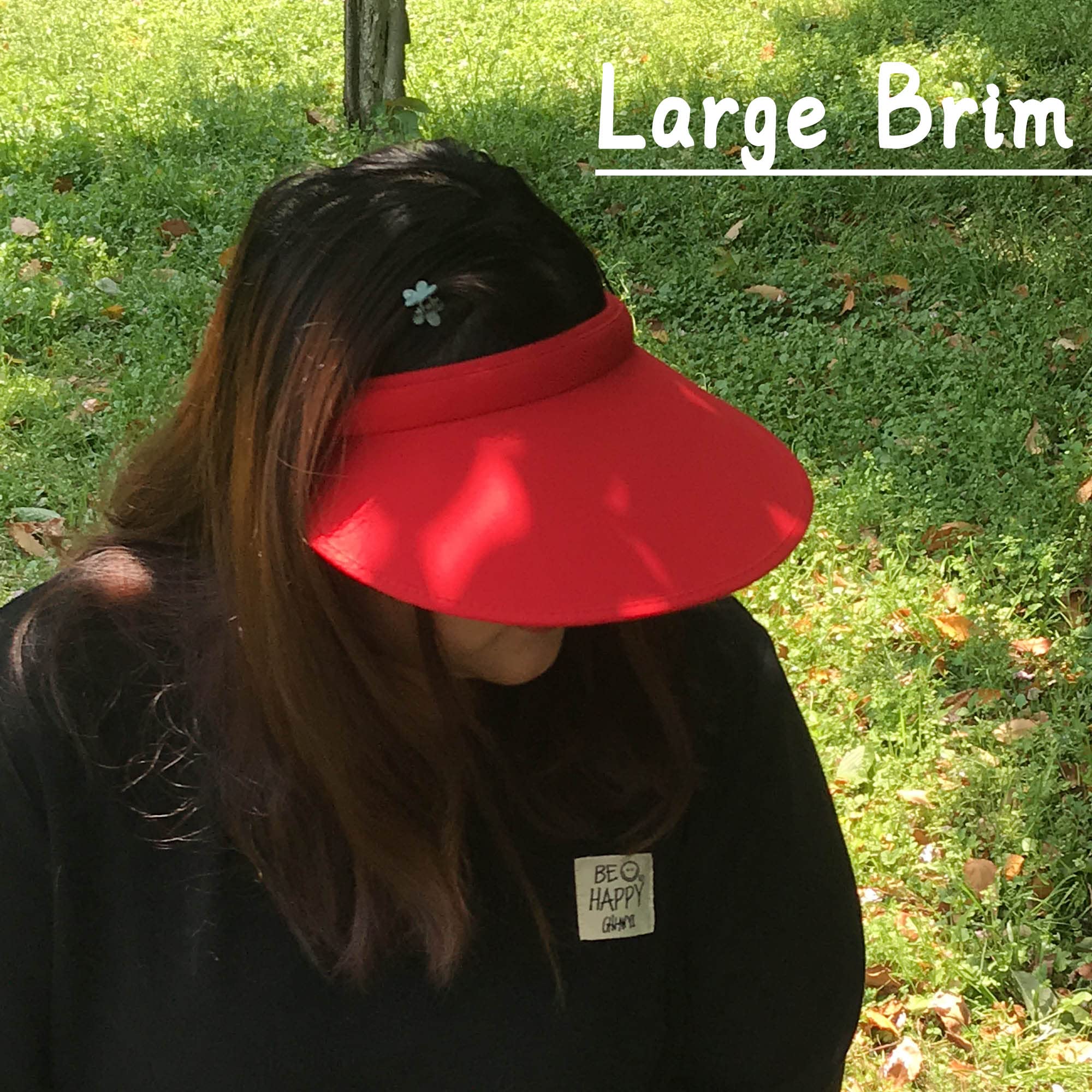 Visors Womens Men Sports Sun Hat Uv Protection Adjustable Slip On Cap Wide Brim Summer Beach Golf 2 Pack Cloth Visors (Red)