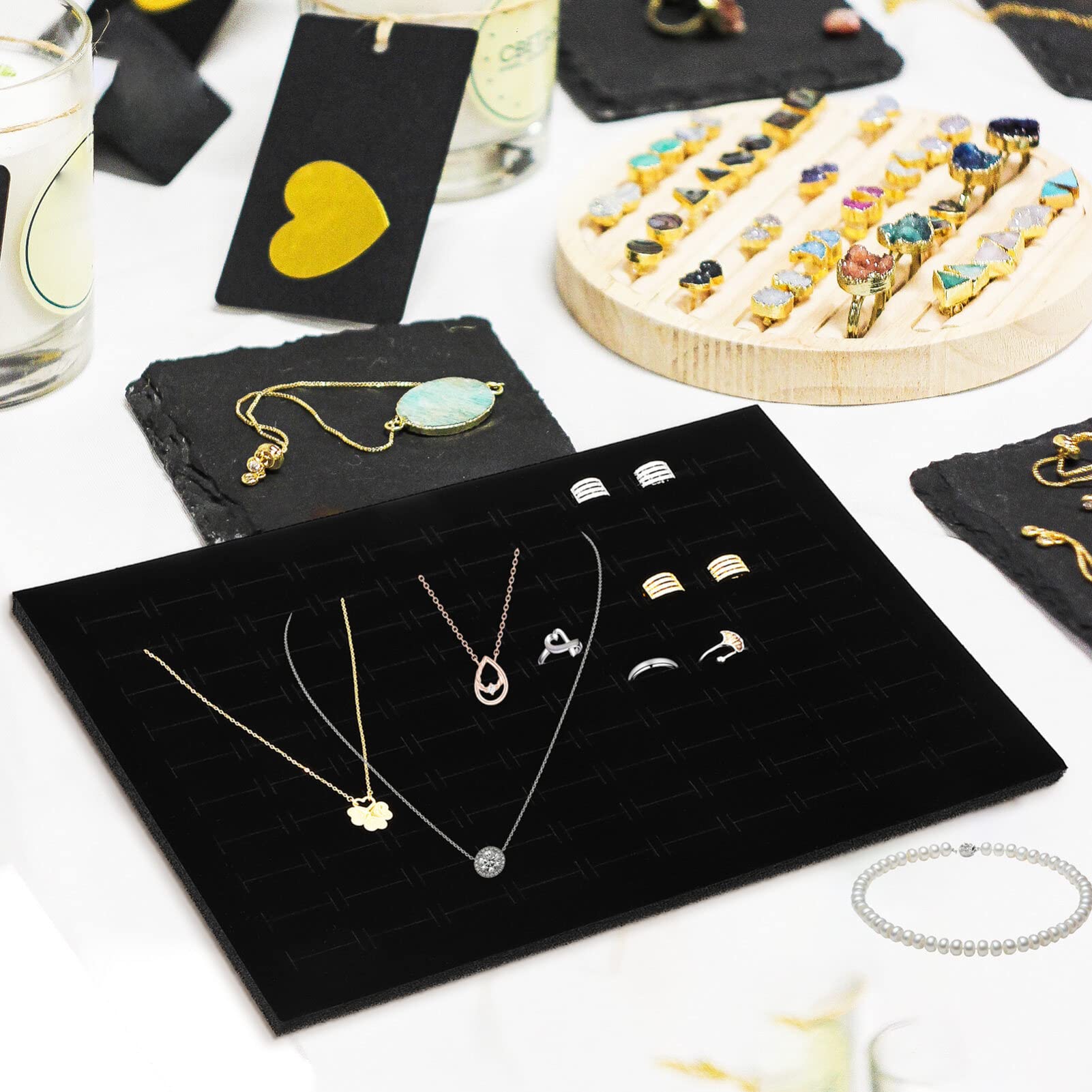 STOBAZA Ring Display Pad Rings Insert Display Mat 6 Pcs Jewelry Box Pad Sponge Ring Bracket Necklace Earrings Insert Display Pad Foam Ring Holder