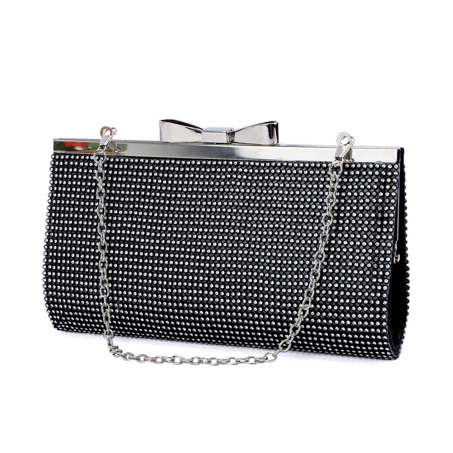 Ynport Women’s Evening Handbags Silver Rhinestone Evening Clutch Crystal Wedding Party Formal Shoulder Bag Purse for Bride