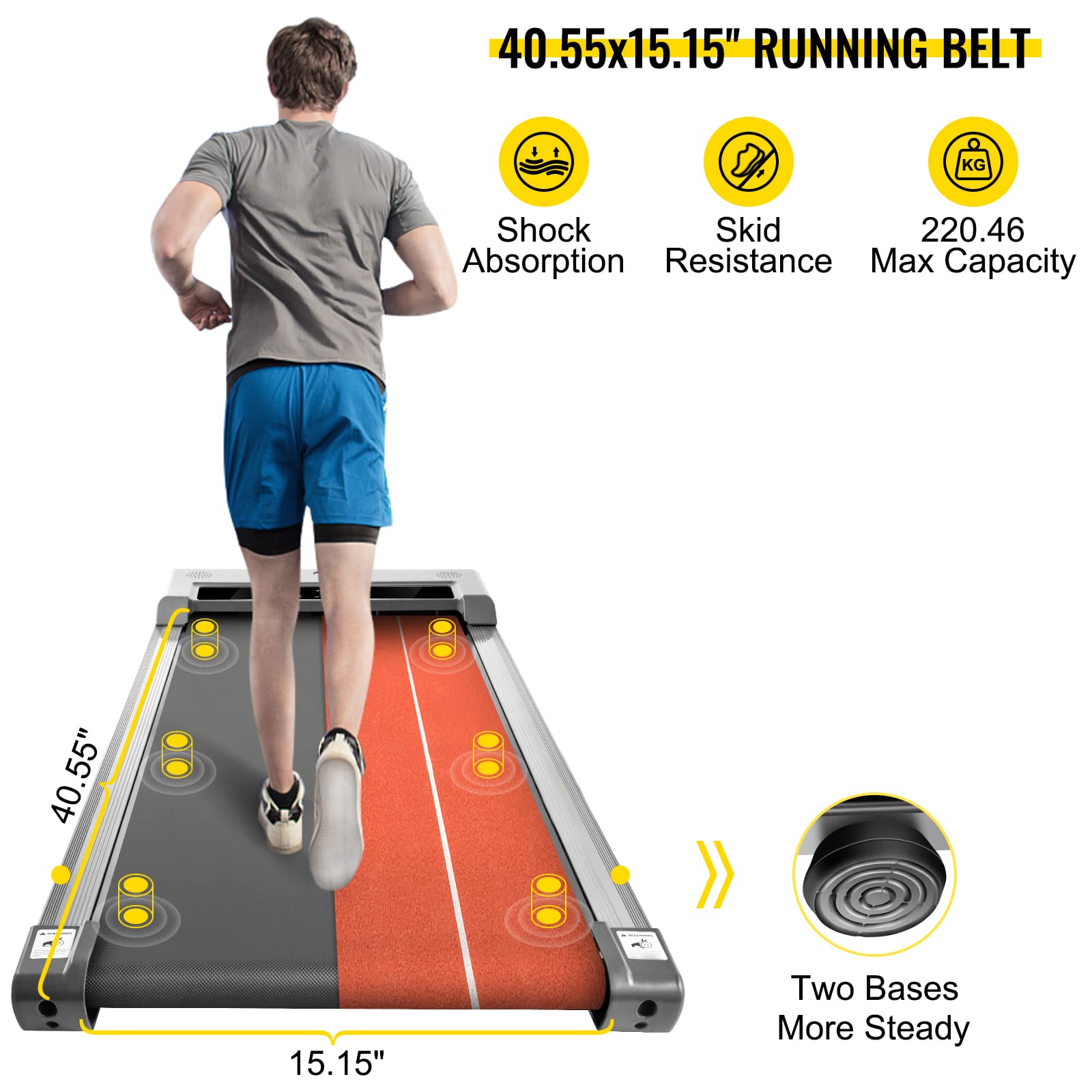 Popsport Smart Under Desk Treadmill Intelligent Speed Control Slim Treadmill Workout App Treadmill Desk Training Cardio Equipment for Home Workouts Jogging Walking Exercise(Sliver)